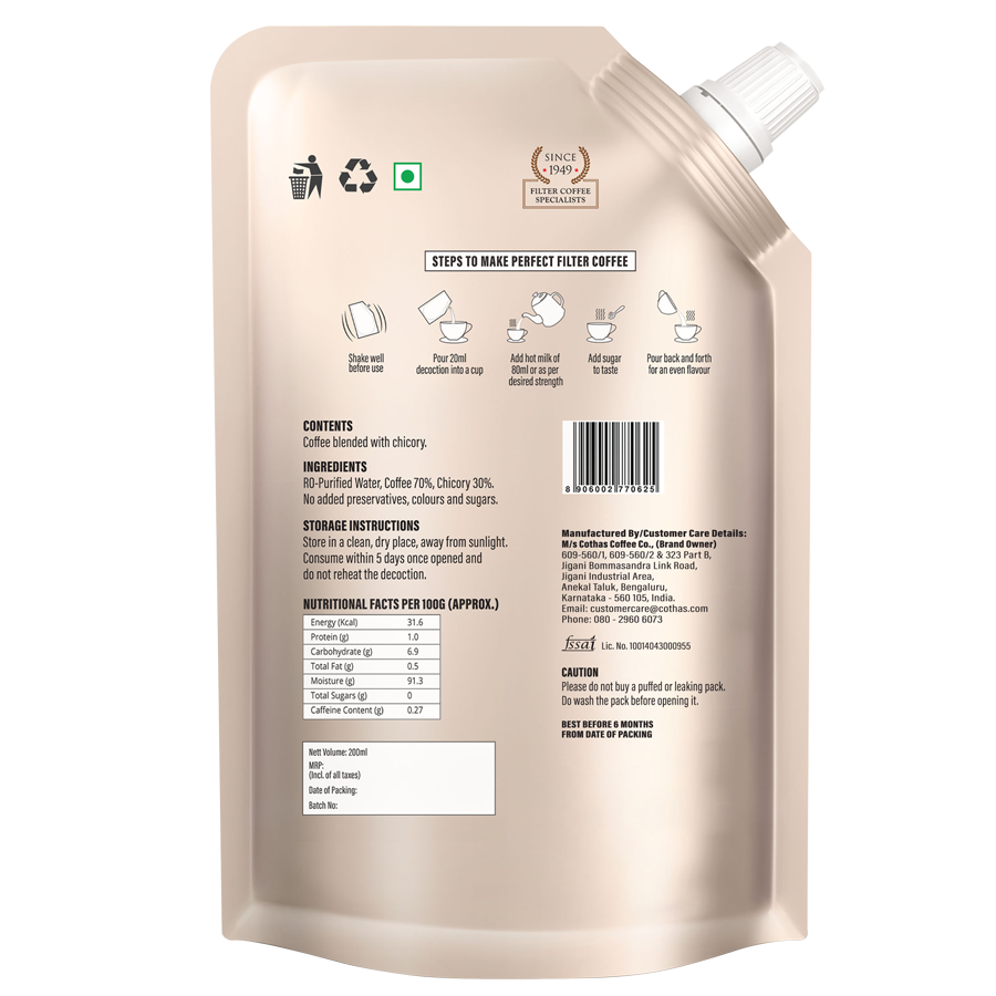 Filter Coffee Decoction (70:30) Pack of 3 (200 ml x 3)